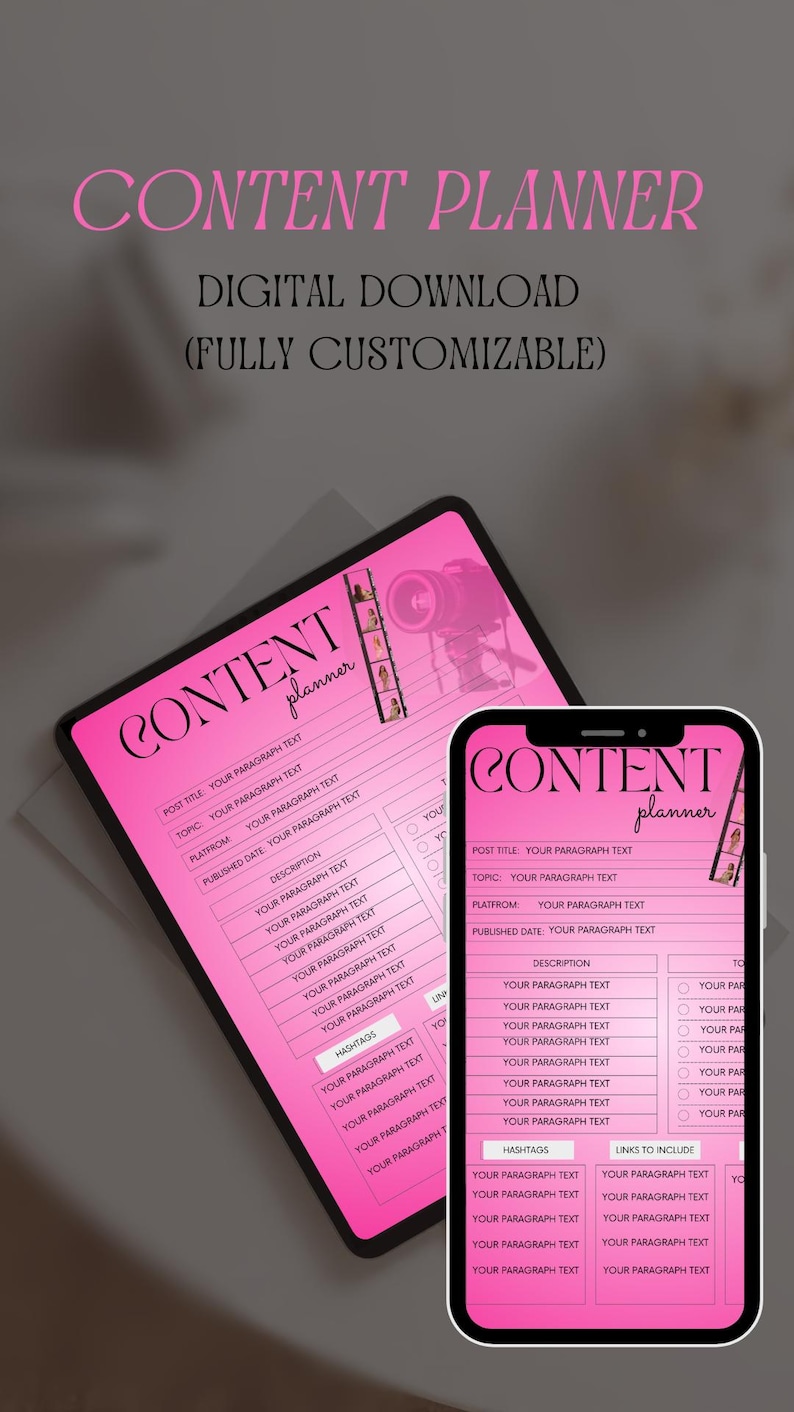 CONTENT PLANNER | Customizable, Planner, Social Media, Content Creator ...