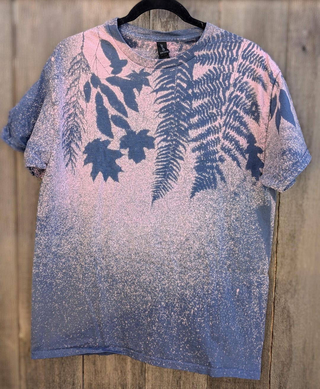 Fern and Foliage Slate Blue Bleached Shirt Leaves Silhouette Foliage ...