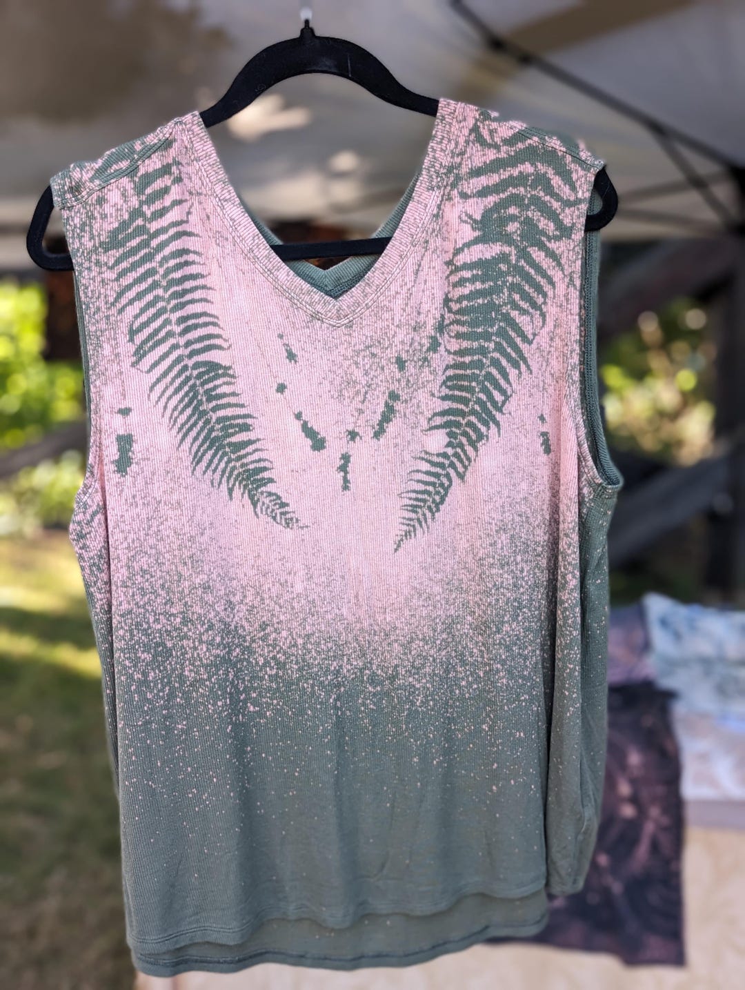 Bleached Shirt With Ferns and Lavender Sleeveless Tank Ferns Silhouette ...