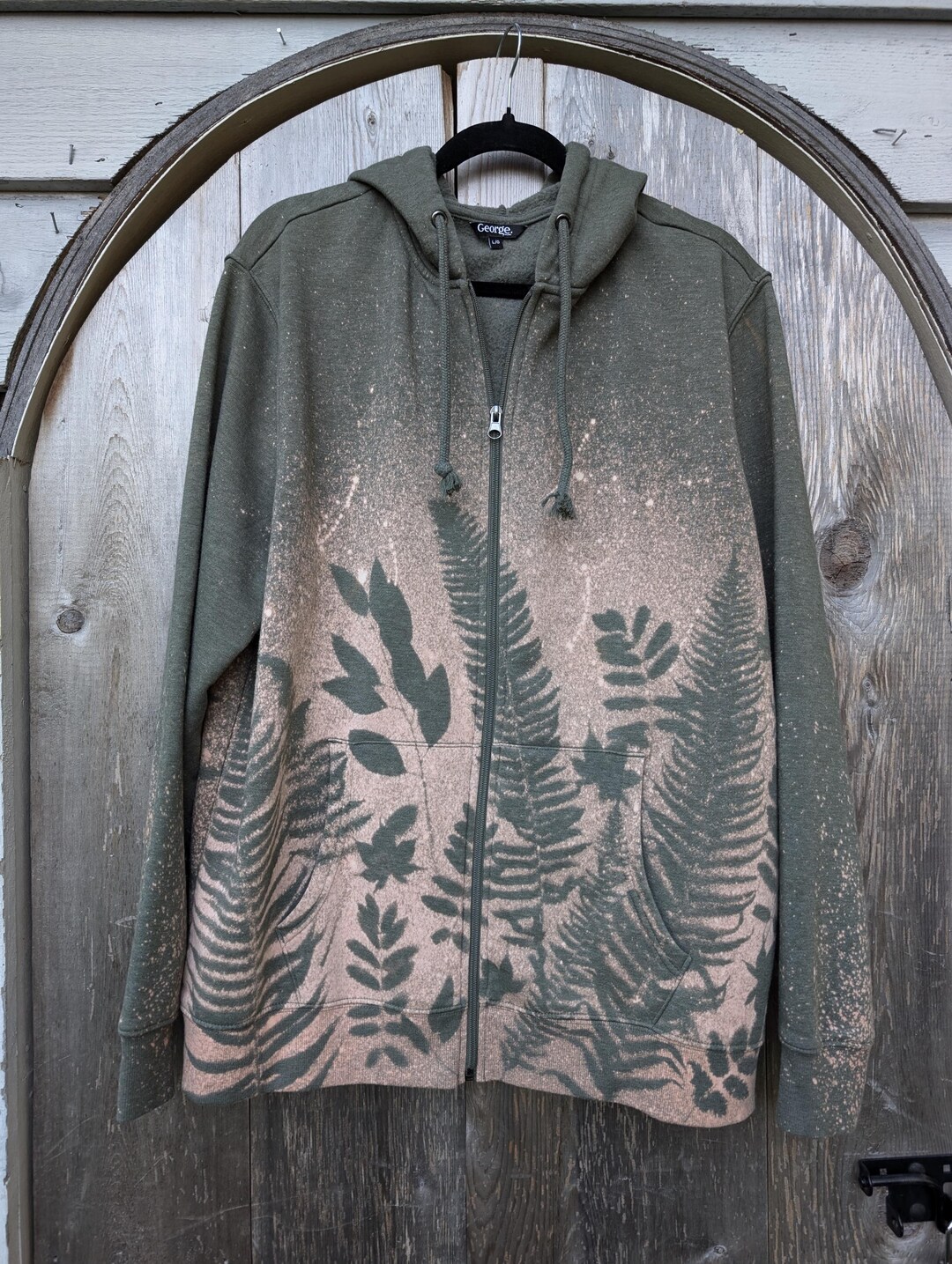 Heather Green Fern Bleach Dyed Zip up Hoodie Nature Inspired Forest ...