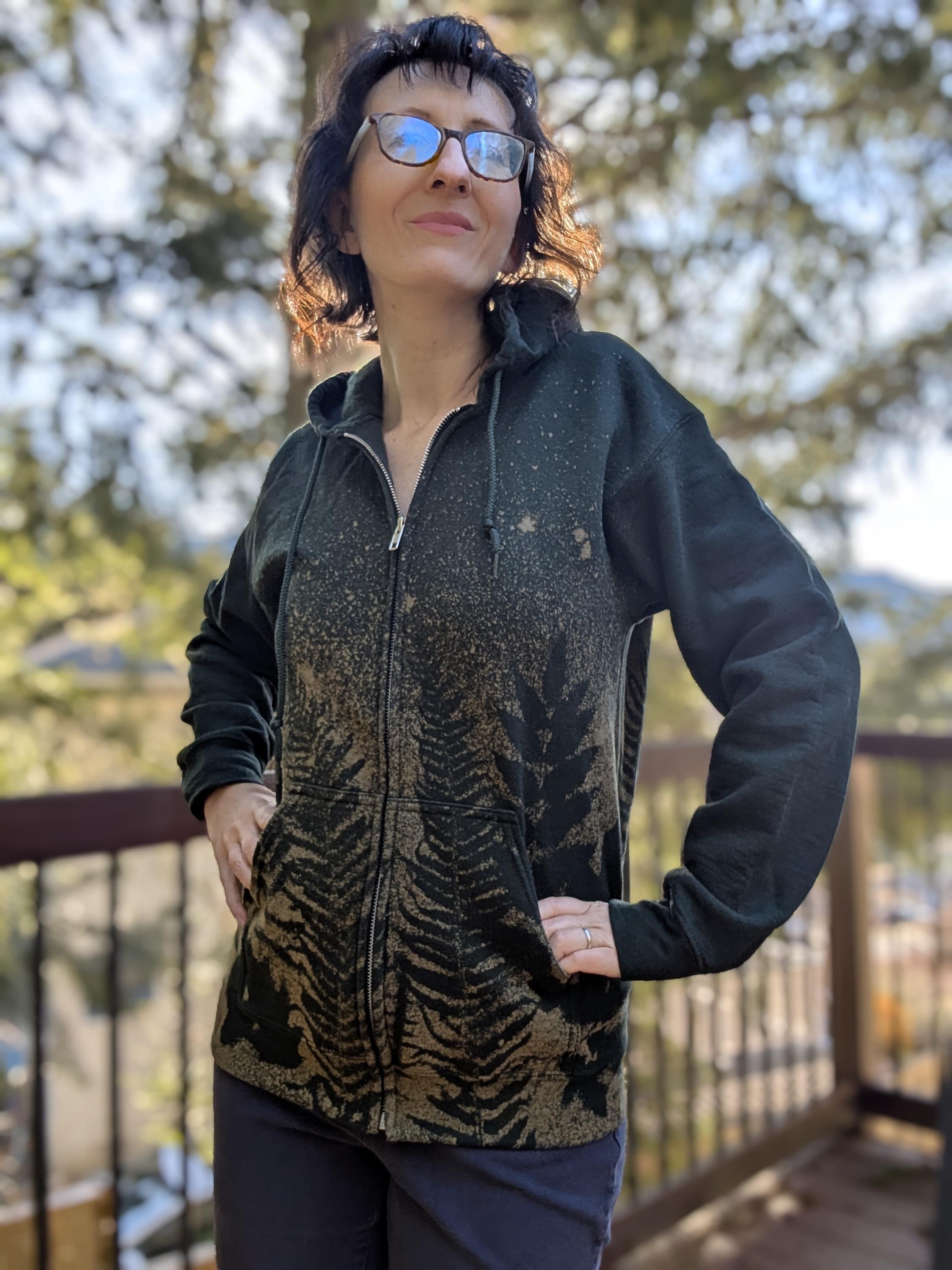 Forest Green Fern Bleach Dyed Zip up Hoodie Nature Inspired Forest ...
