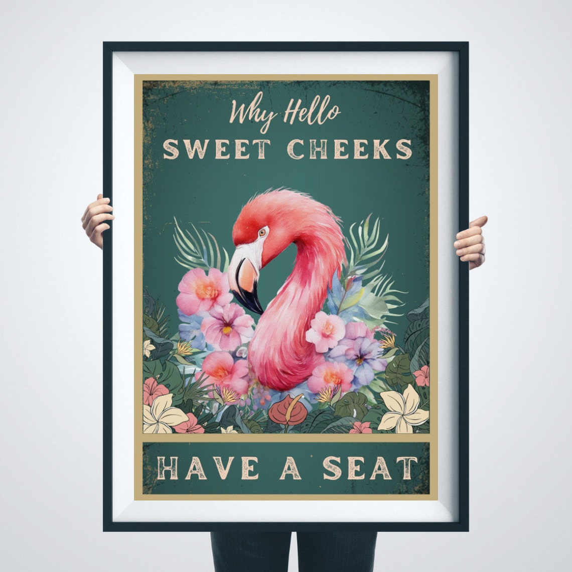 Hello Sweet Cheeks Print, Funny Poster Bathroom Art, Wall Decor, Gift ...