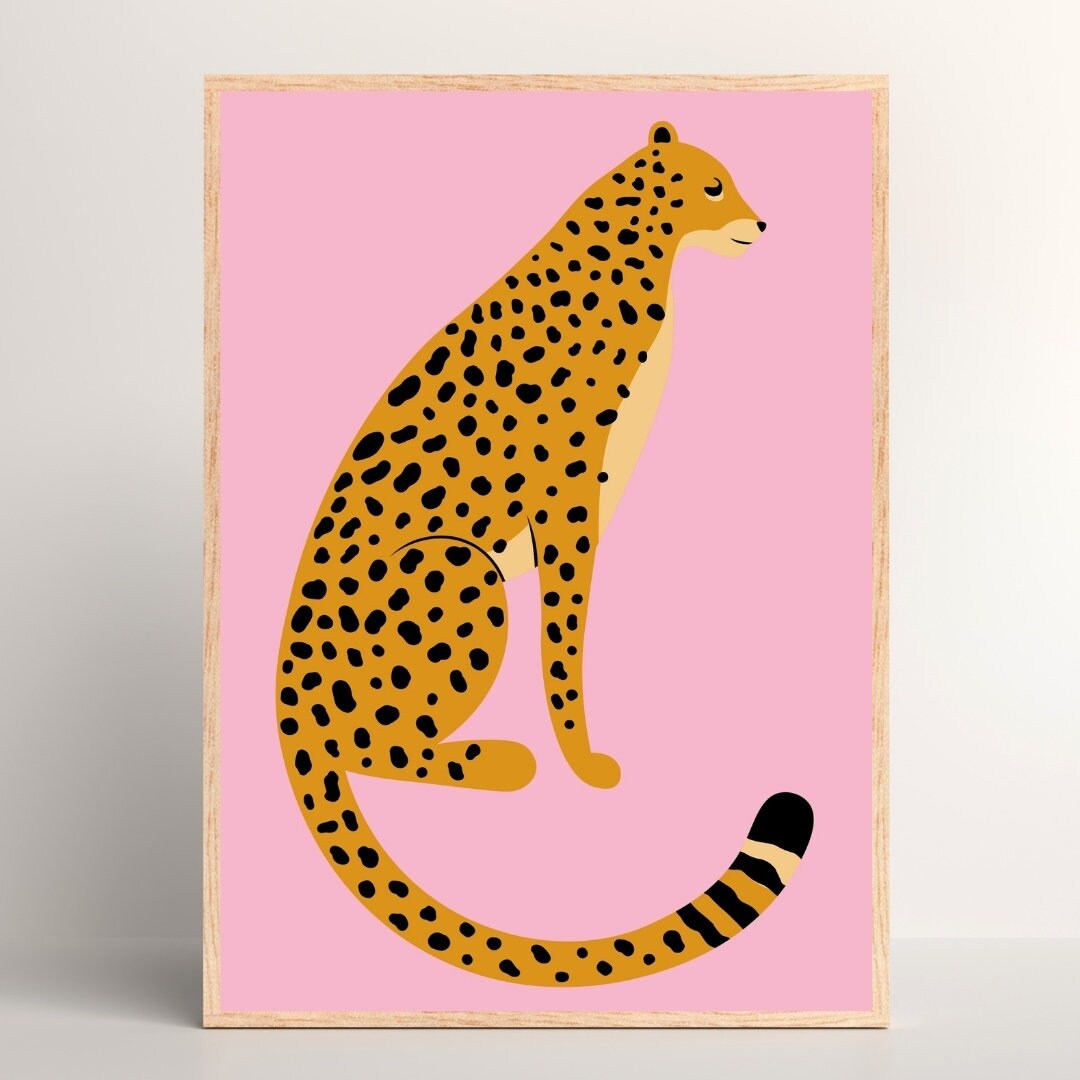 Tiger Leopard Print, Vintage Poster, Botanical Decor, Jungle, Minimal ...
