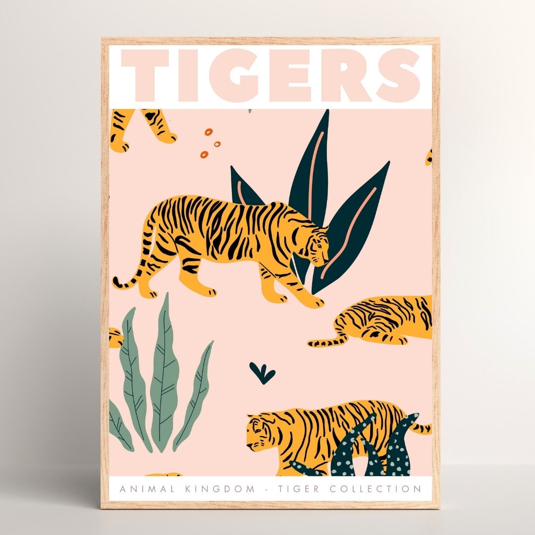 Tiger Leopard Print, Vintage Poster, Botanical Decor, Jungle, Minimal ...