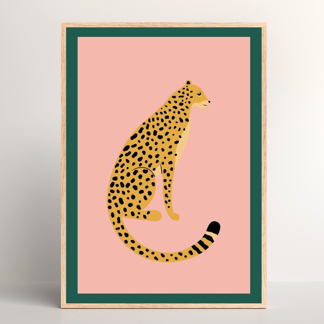 Tiger Leopard Print, Vintage Poster, Botanical Decor, Jungle, Minimal ...
