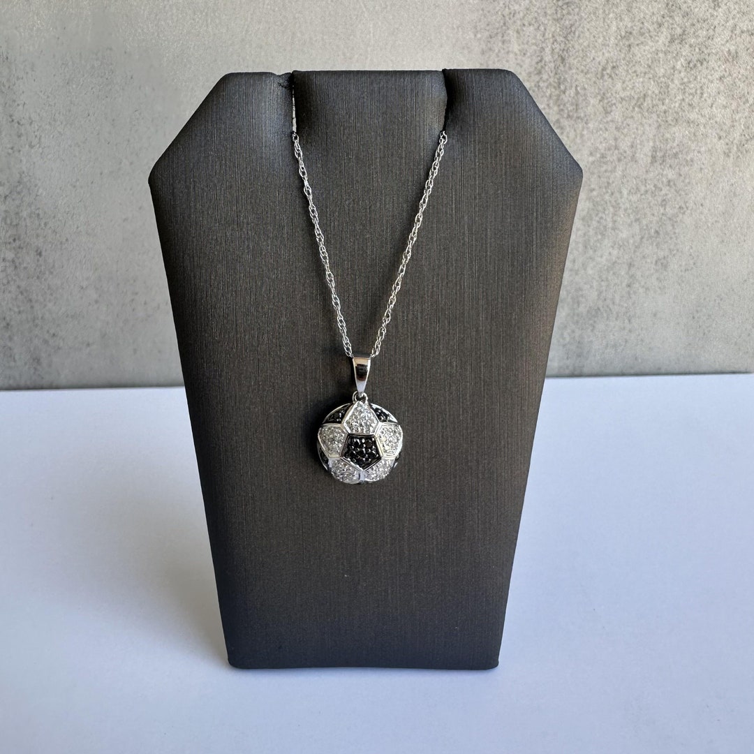 Diamond Soccer Ball Necklace in 14kt White Gold 0.29ctw, New - Etsy