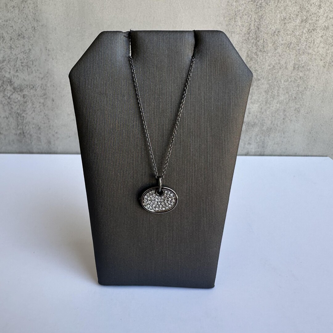 Diamond Disc Necklace in 14kt Gold With Black Rhodium Plating - 0.18ctw ...