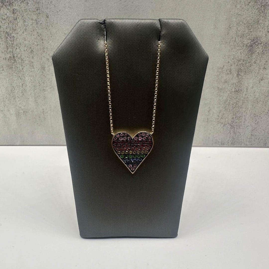 Effy Rainbow Sapphire Heart Necklace in 14kt Yellow Gold - 0.69ctw ...