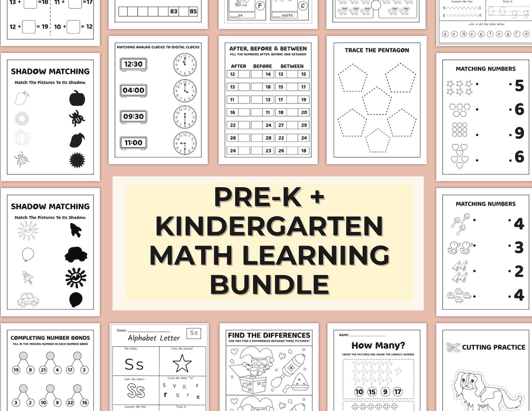 Preschool Pre-k + Kindergarten Math Learning Bundle, Printable Math ...