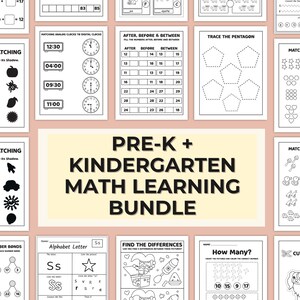 Preschool Pre-k + Kindergarten Math Learning Bundle, Printable Math ...