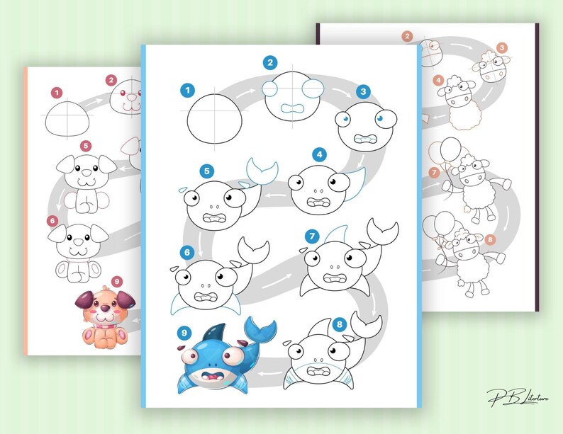 How to Draw Animals Coloring Pages for Kids, 25 Step-by-step Drawing ...