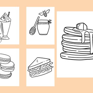 Food & Snacks Coloring Book, Bold and Easy Designs, Food Coloring Pages ...