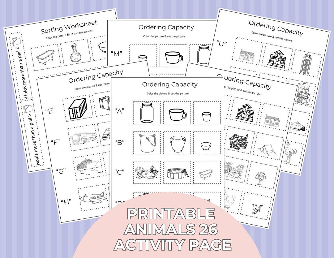 Capacity Measurement Activity Worksheets, Learning to Measure ...