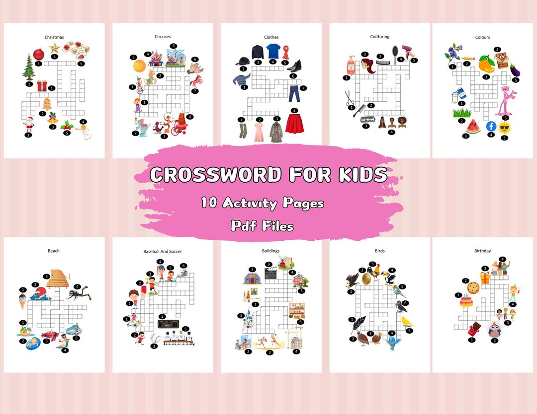 10 Crosswords Activities for Kids, Homeschool Crossword Book ...