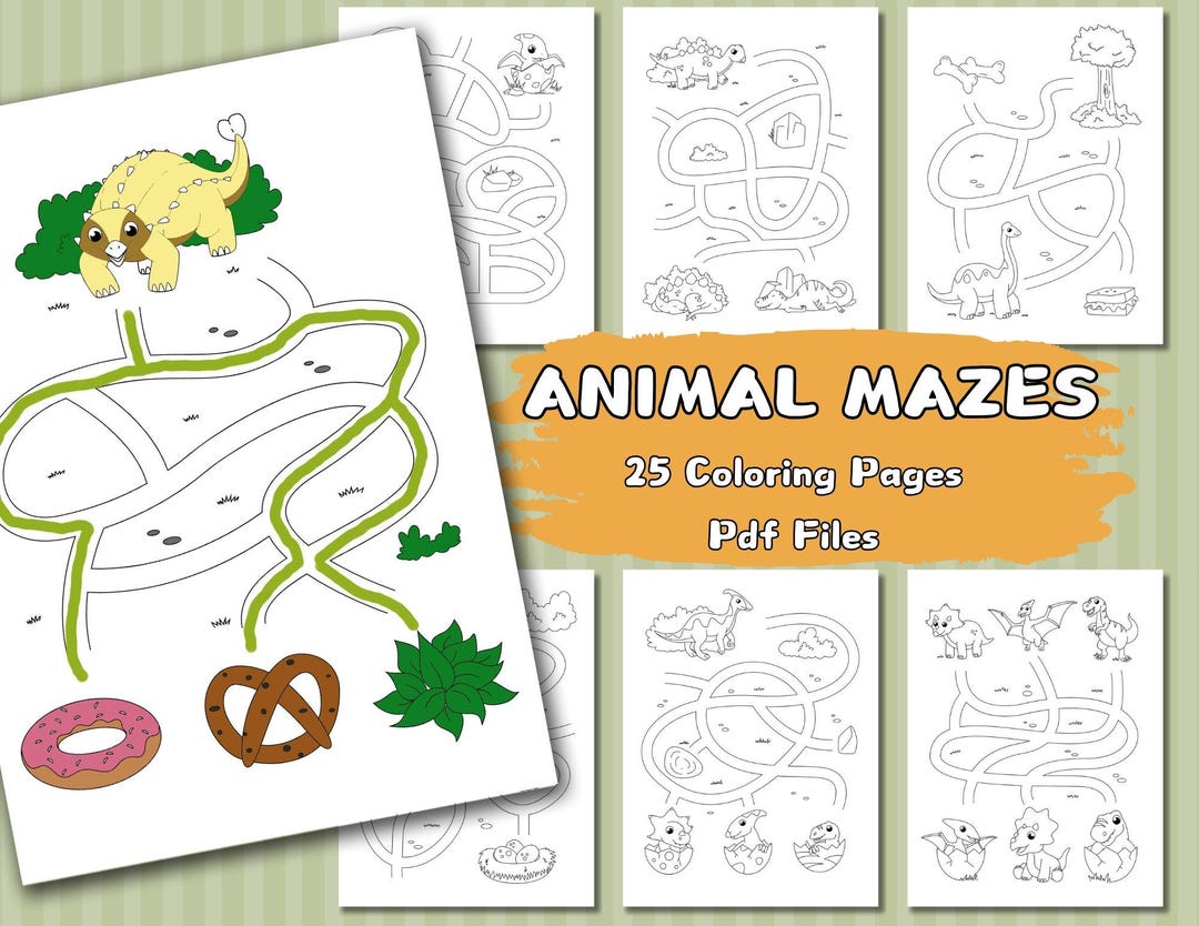 Animal Mazes Kids Activity, Printable Kids Activity, Maze Coloring Book ...