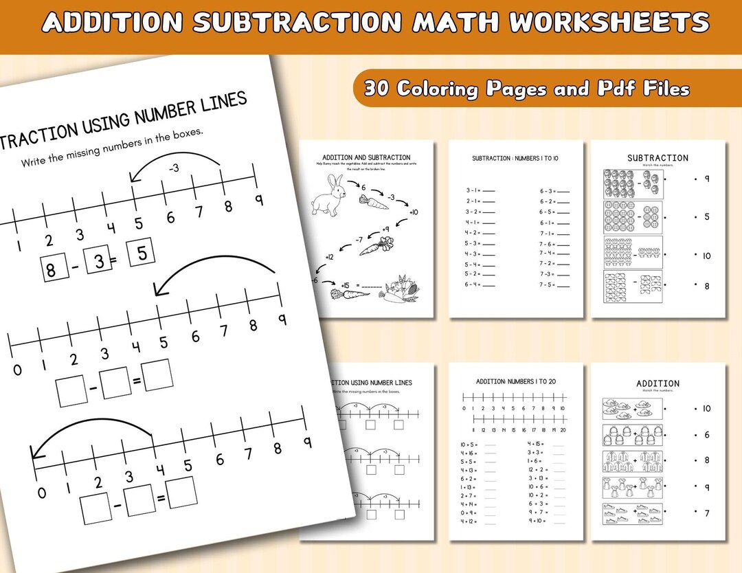 Addition Subtraction Math Worksheets, Elementary Math Practice Pages ...