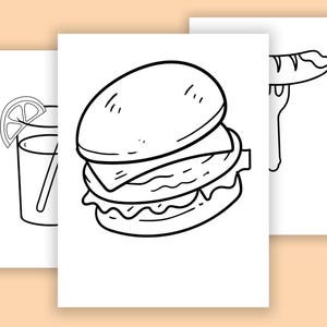 Food & Snacks Coloring Book, Bold and Easy Designs, Food Coloring Pages ...
