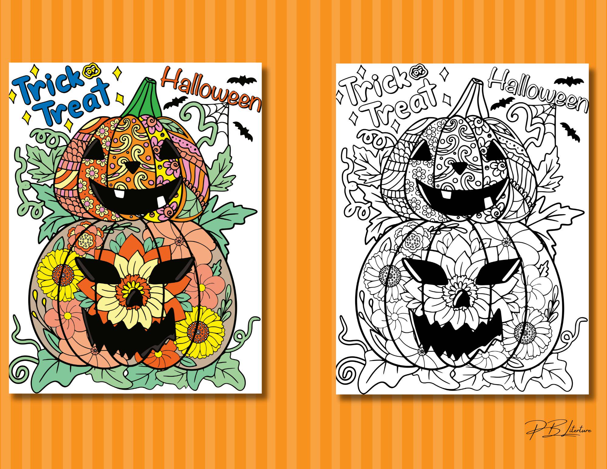 Scary & Cute Halloween Coloring Pages, Printable Halloween Coloring ...