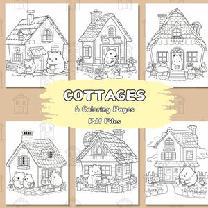 Cute Kawaii Tiny House Coloring Page, Coloring Pages for Kids, 6 Pages ...