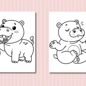 Baby Hippo Moo Deng Coloring Pages, Bold and Easy Coloring for Kids ...