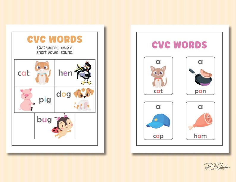 Phonics CVC Words Printable Worksheets for Kindergarten, CVC Word ...