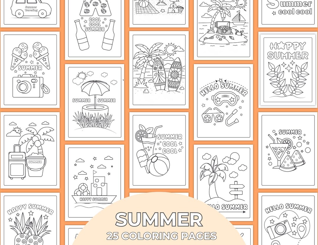 Summer Coloring Pages, Beach Coloring Book, Printable Summer Activities ...