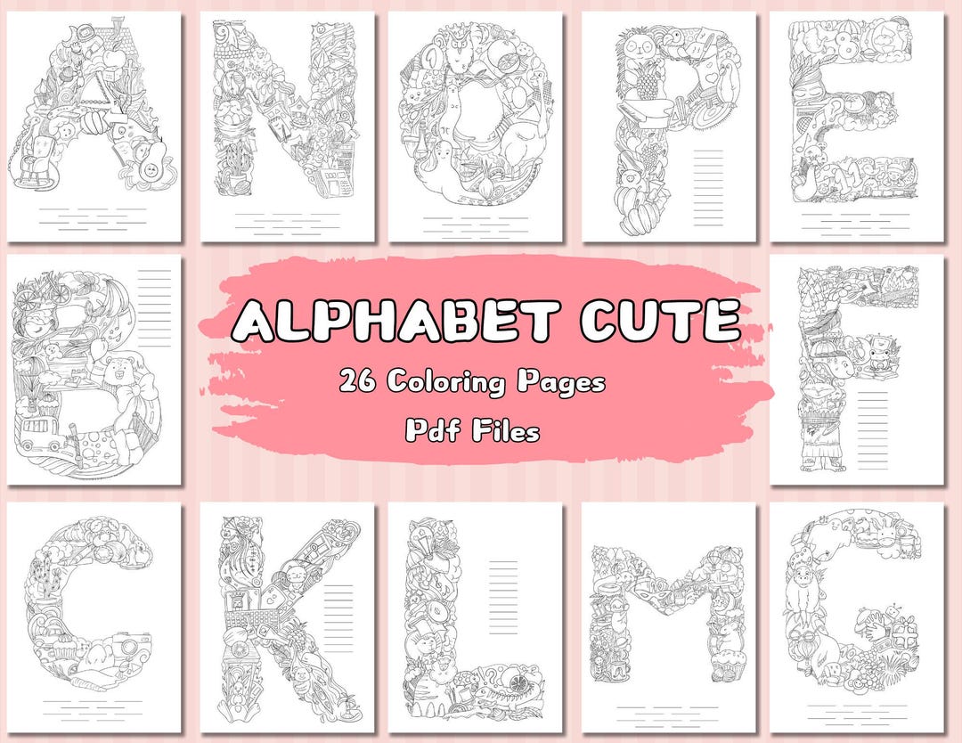 Alphabet Cute Coloring Book Word Search Activity for Kids, Fantasy ...