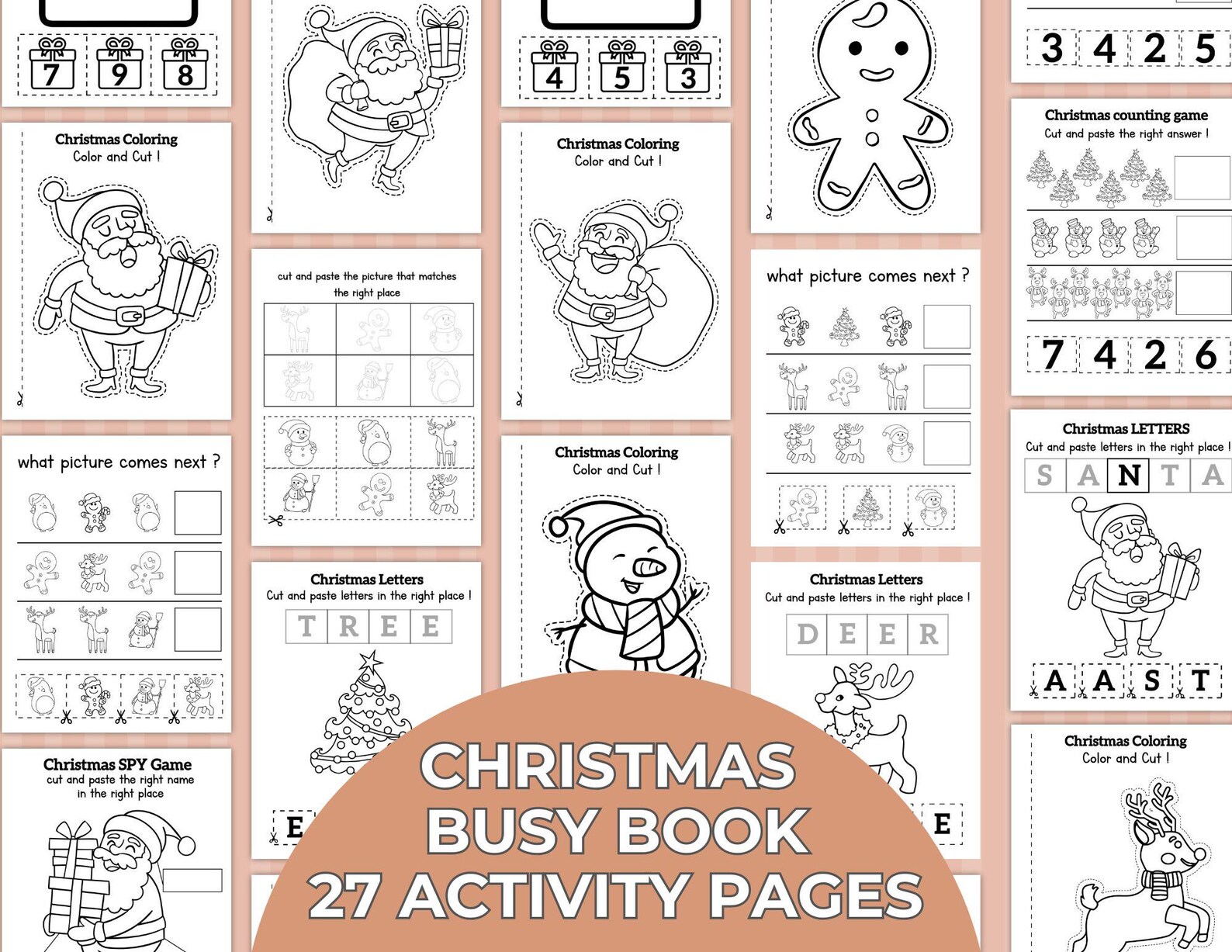 Christmas Busy Book, Christmas Activity Bundle, Printable Christmas ...