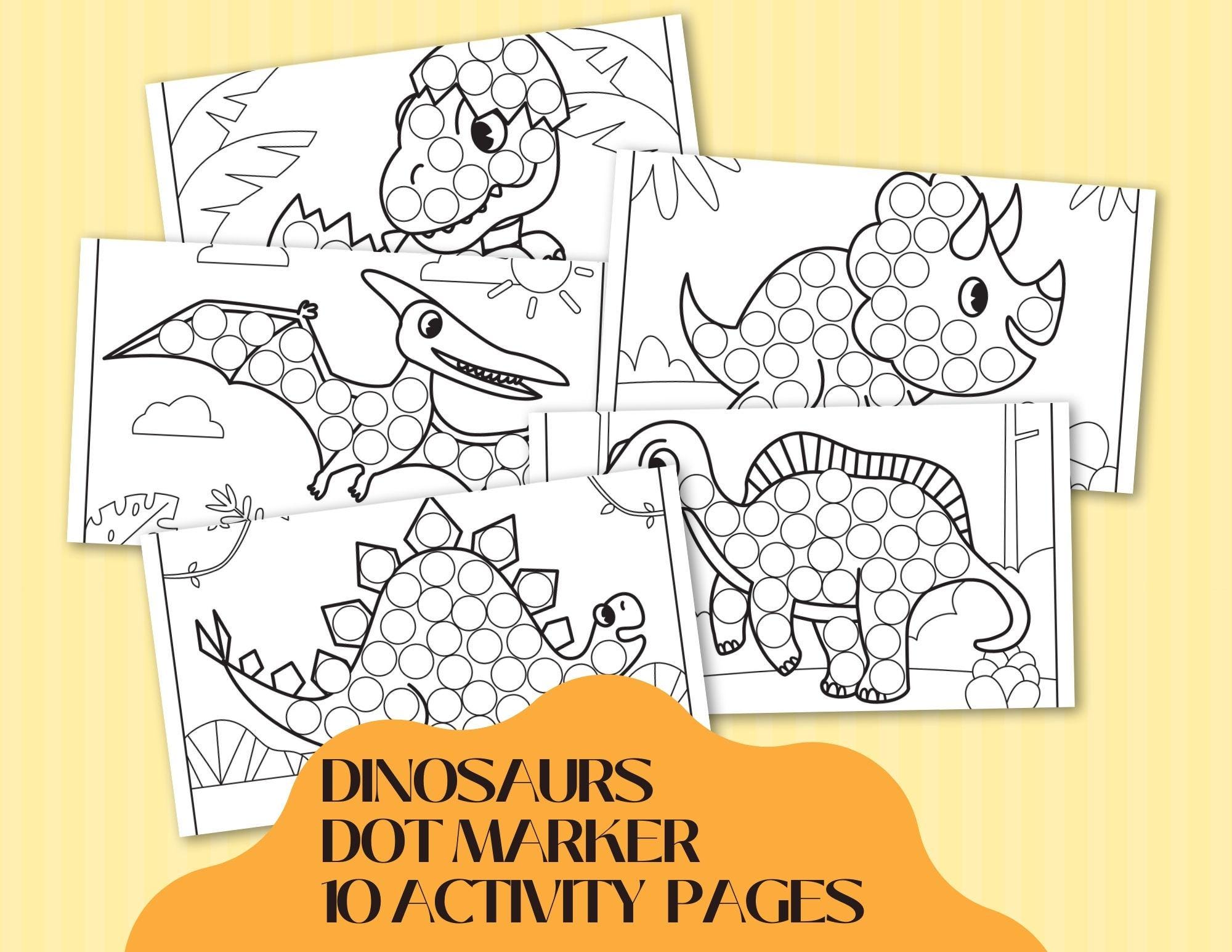 Dinosaurs Dot Marker Activity Coloring Pages, Animal Dot Marker ...