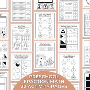 Preschool Fraction Math Activity Book, Homeschool Math Learning, Math ...