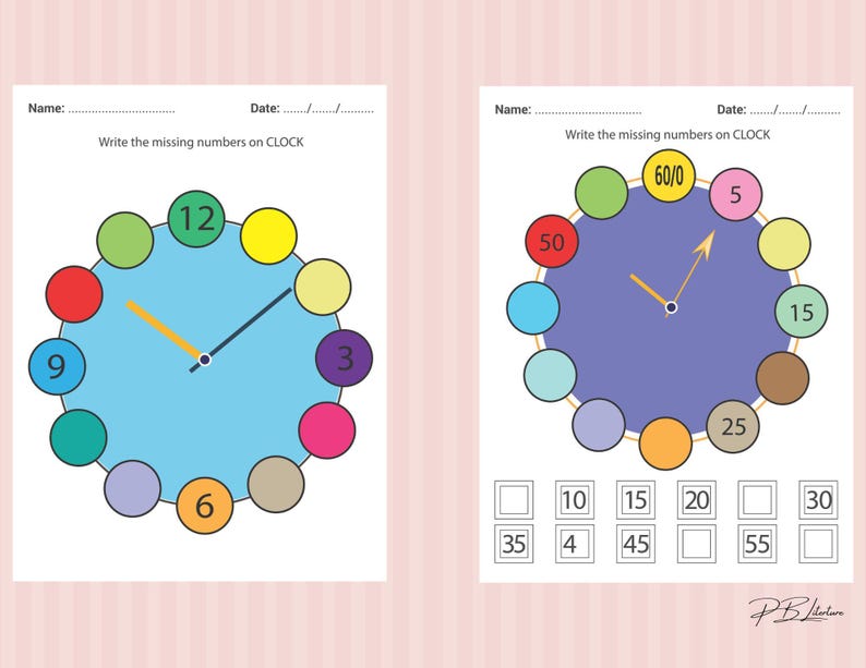Clock Numbers Homeschool Worksheets, Clock Label Numbers, Printable ...