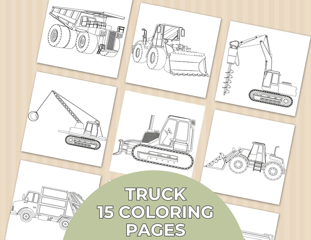 15 Construction Truck Coloring Pages for Kids, Construction Vehicle ...