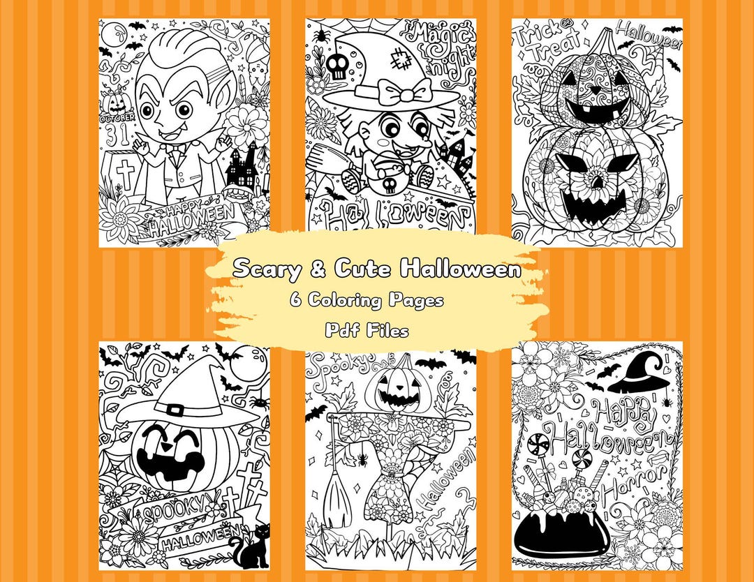 Scary & Cute Halloween Coloring Pages, Printable Halloween Coloring ...