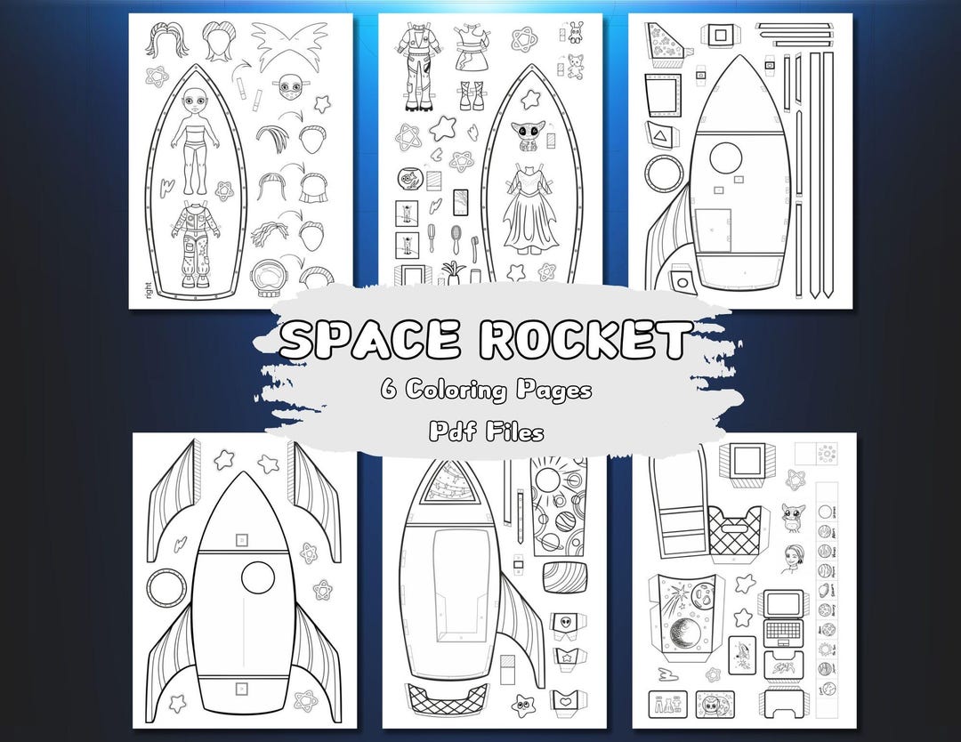 Space Rocket Printable Craft Activity for Kids, Craft Kit Cut and Color ...