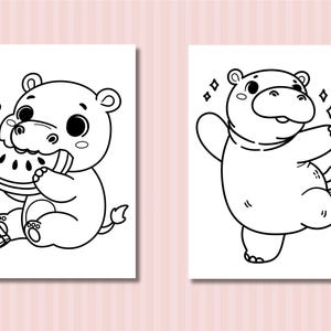 Baby Hippo Moo Deng Coloring Pages, Bold and Easy Coloring for Kids ...