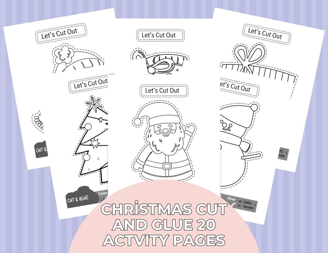 Christmas Cut and Glue, Scissors Practice for Toddlers, Preschool ...