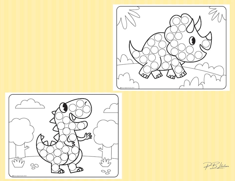 Dinosaurs Dot Marker Activity Coloring Pages, Animal Dot Marker ...