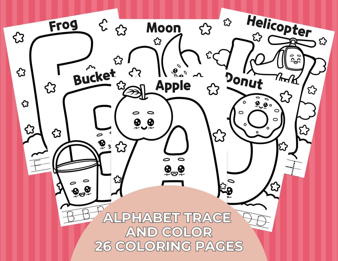 26 Alphabet Trace and Color Worksheets, Alphabet Learning Coloring ...
