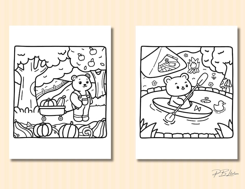 10 Cozy Days Cute Coloring Pages, Cottage Friends Coloring Book, Easy ...