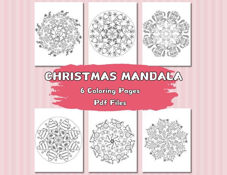 Printable Christmas Mandala Coloring Pages, Christmas Mandala Art ...