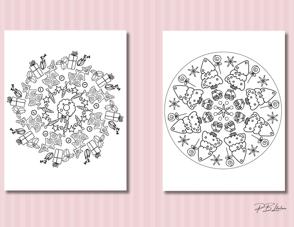 Printable Christmas Mandala Coloring Pages, Christmas Mandala Art ...