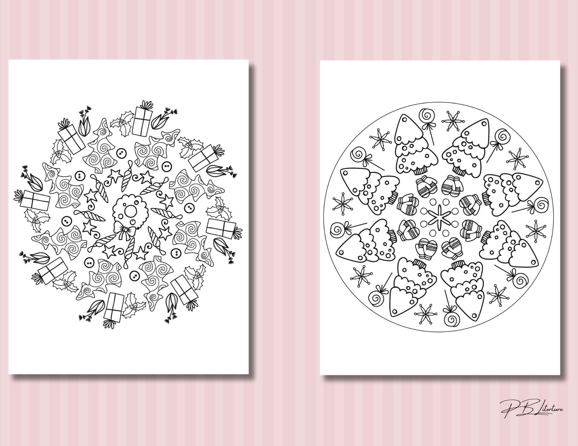 Printable Christmas Mandala Coloring Pages, Christmas Mandala Art ...