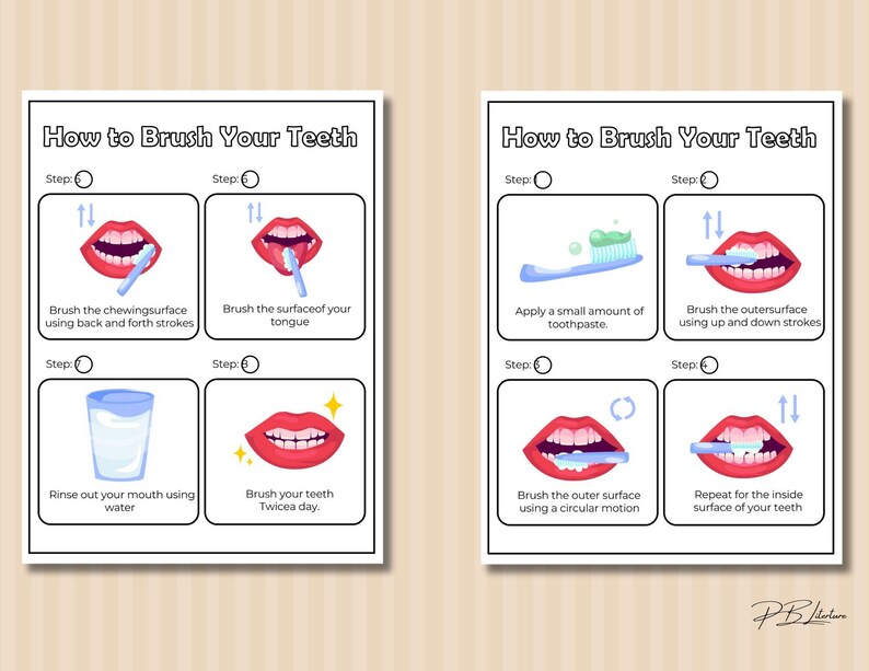 Brush Your Teeth Printable Activity Sheets, Brush Teeth Routine, How to ...
