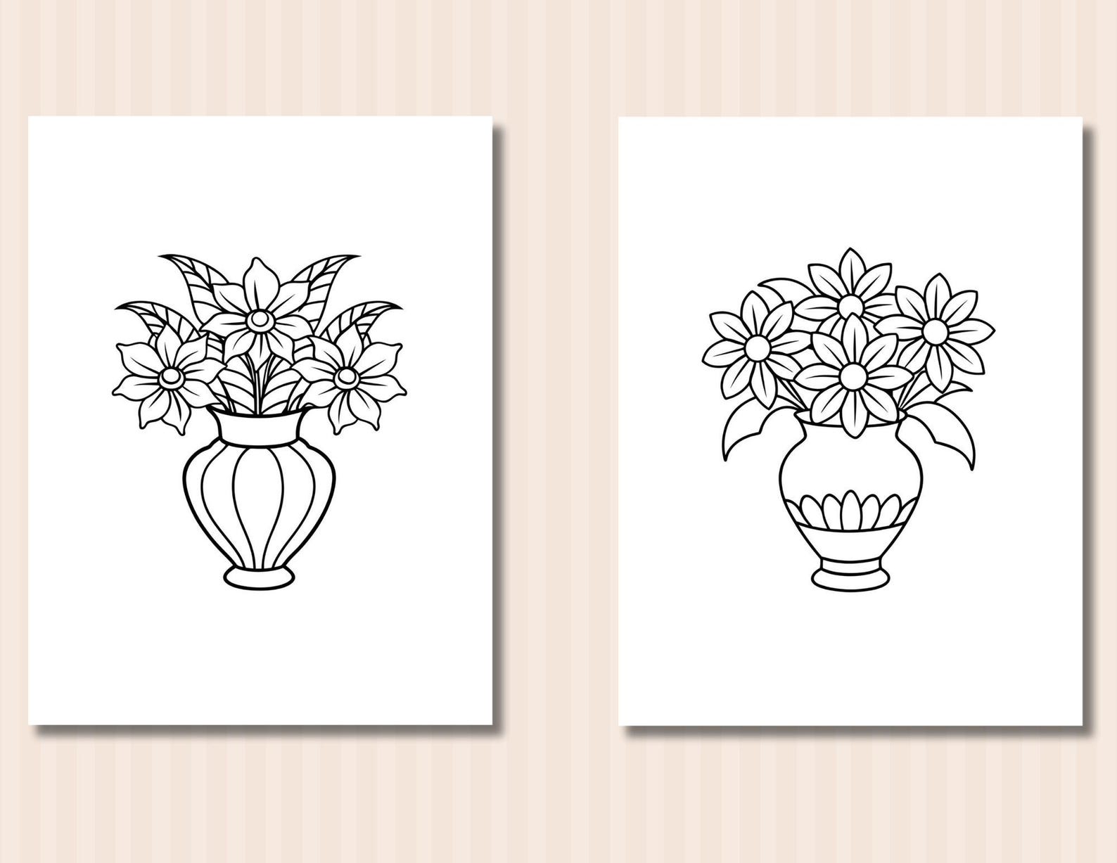 35 Potted Flowers Coloring Pages, Printable Floral Coloring Sheets ...