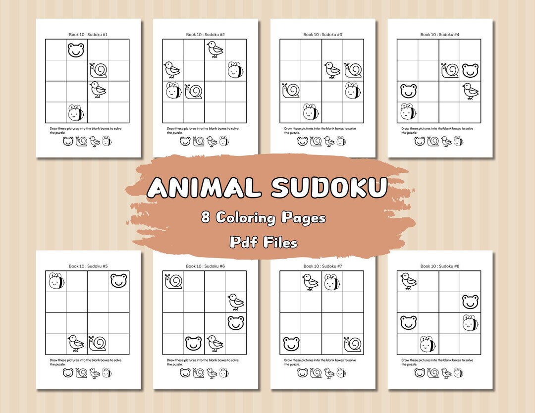 Animal Sudoku for Kids, Sudoku Puzzles for Kids, Educational Sudoku ...