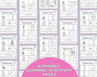 Alphabet Worksheets Printable Tracing Coloring Homeschool Teacher Kids ...