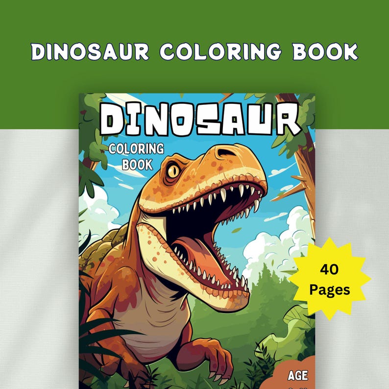 Dinosaur Kids Coloring Book, Dinosaurs Activities, 40 Dinosaur Pictures ...