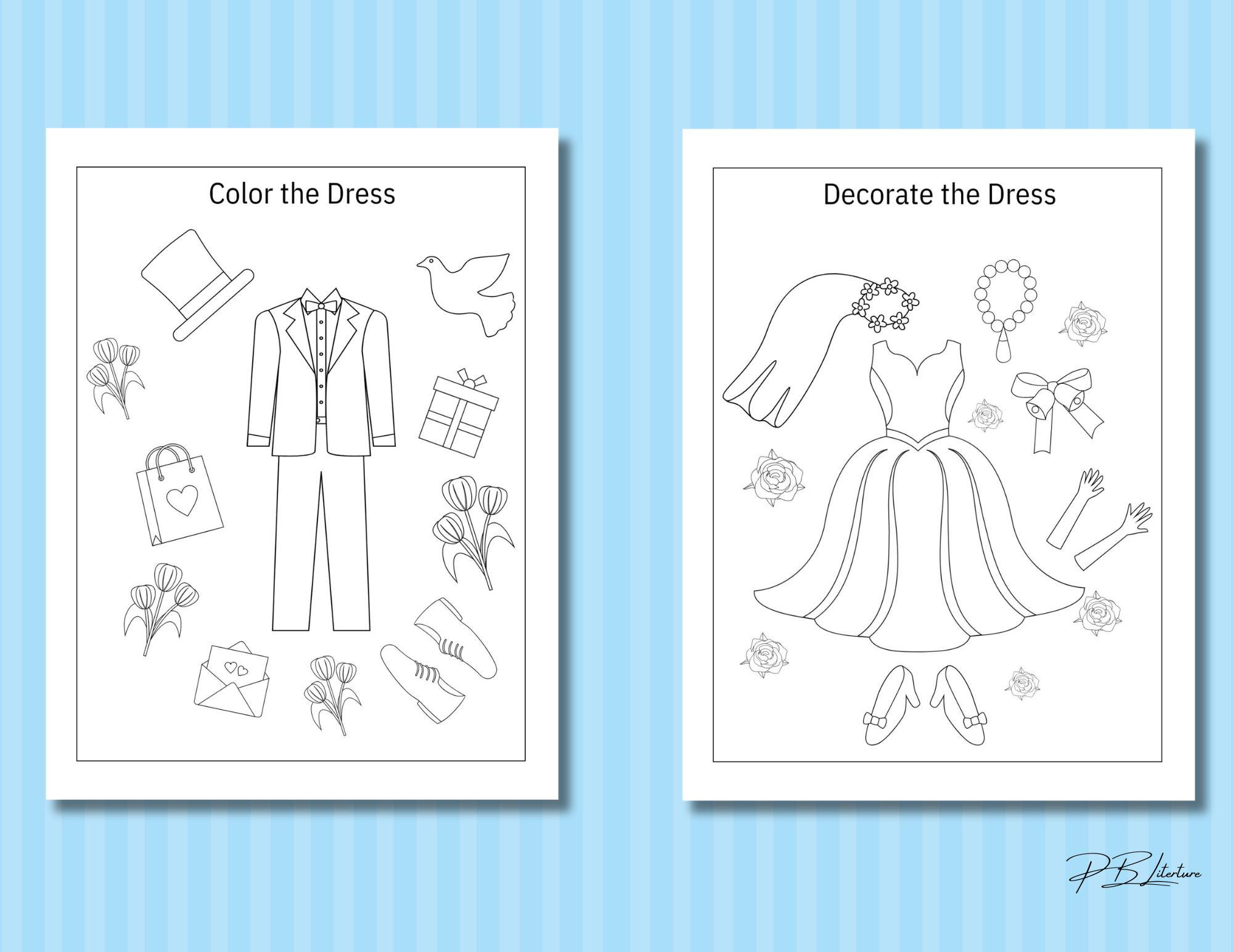 Kids Wedding Activity Coloring Book, Printable Marriage Activity Kit ...