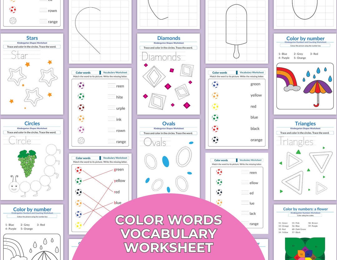 Color Words Vocabulary Worksheet Printable, Vocabulary Practice Sheets ...