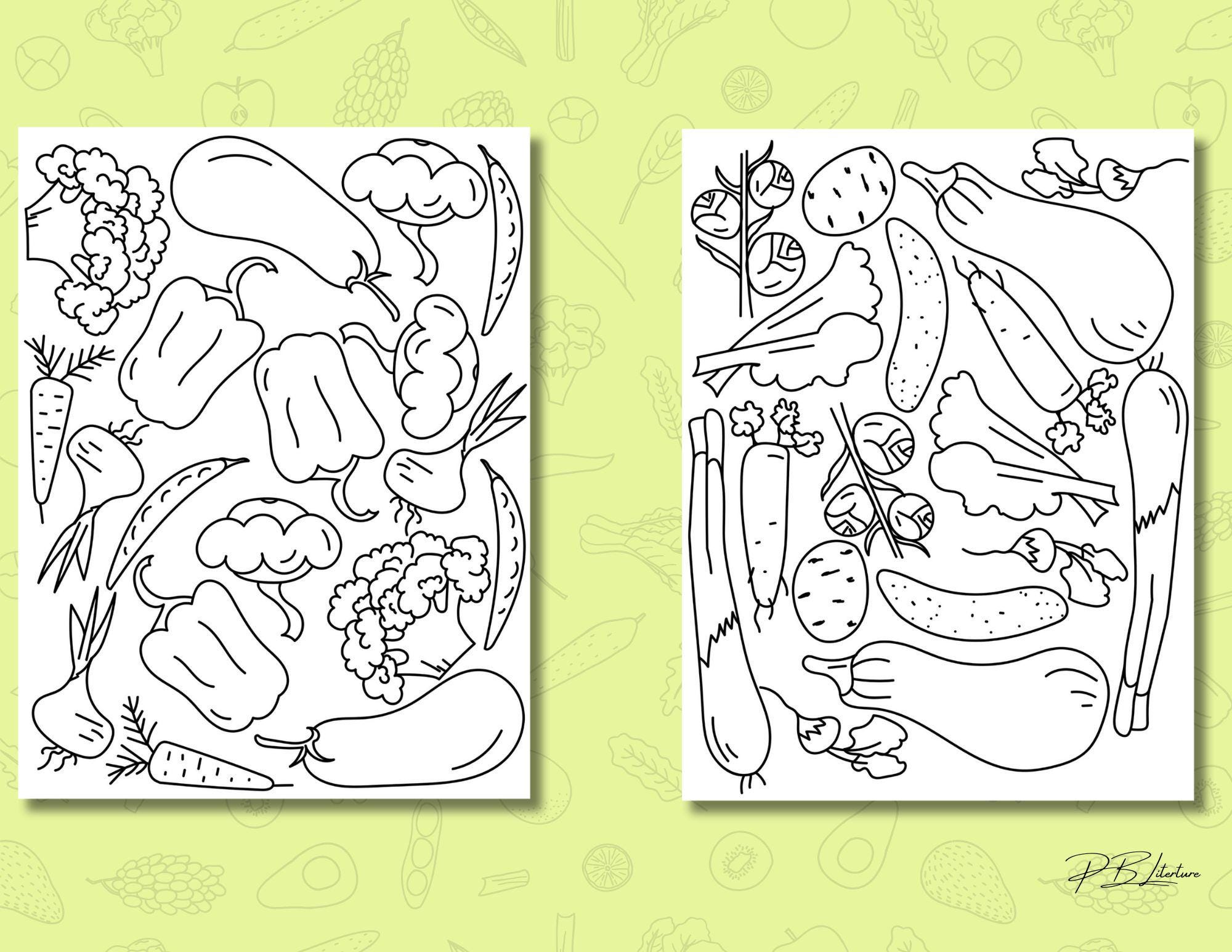 10 Vegetables Coloring Pages for Kids,toddlers Preschoolers ...